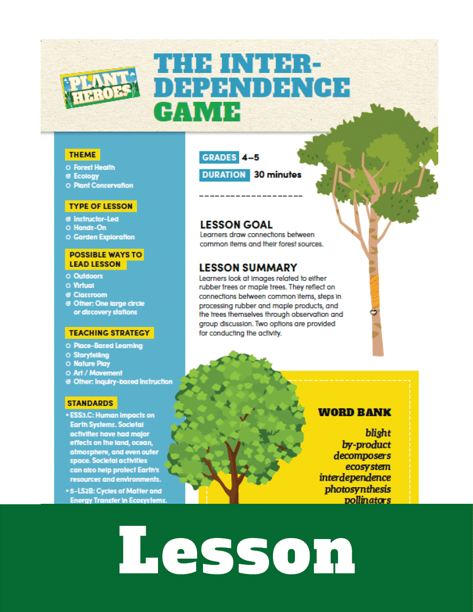 Elementary School Lesson The Interdependence Game | Plant Heroes