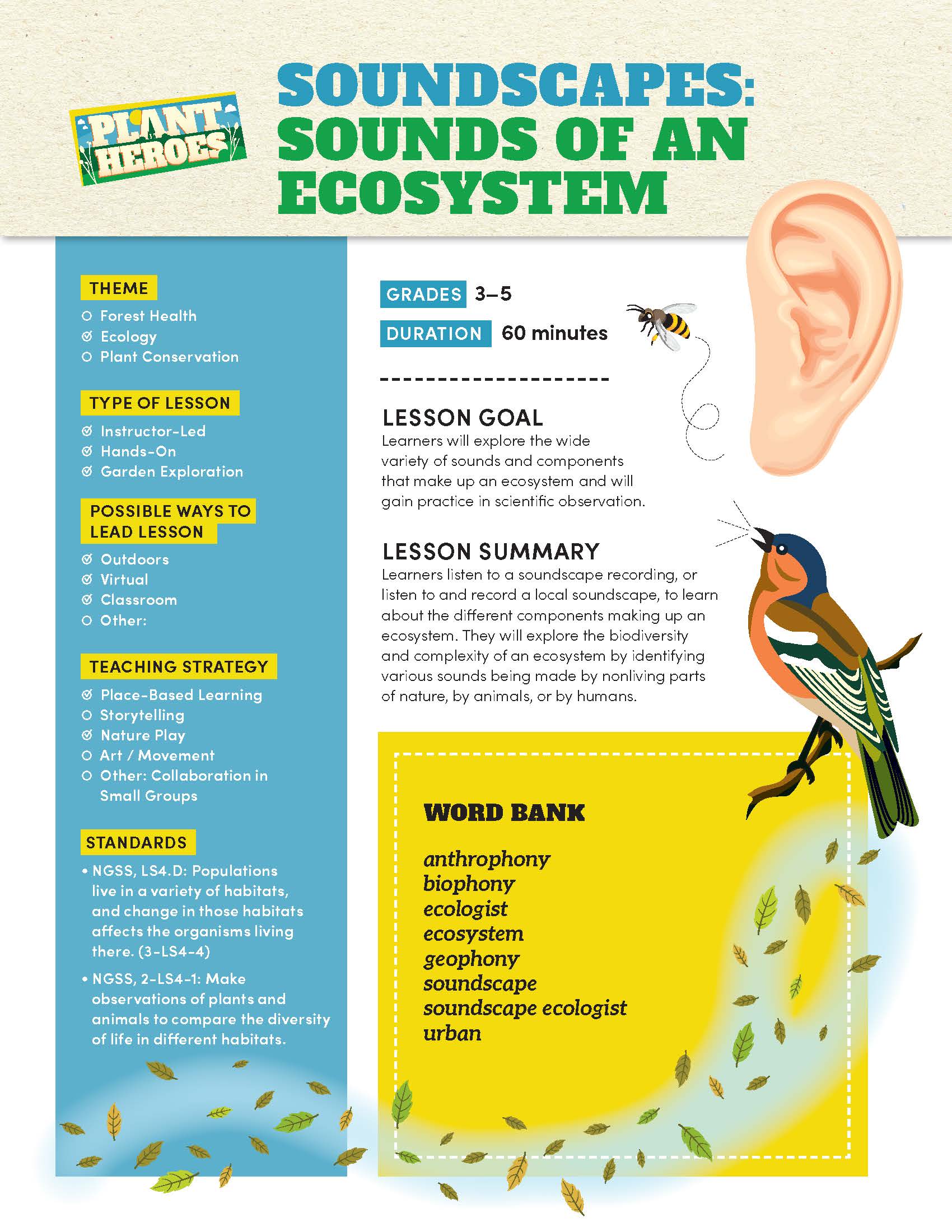 Elementary School Lesson Soundscapes: Sounds of Ecosystem | Plant Heroes